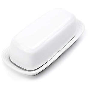 Fox Run Butter Dish, White Stoneware