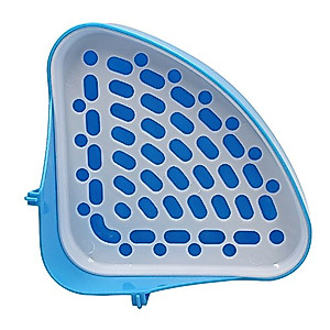 Erlvery DaMain Triangle Potty Trainer Corner Litter Bedding Box Pet Pan for Small Animal/Rabbit/Guinea Pig/galesaur/Hamster/Ferret (Blue)
