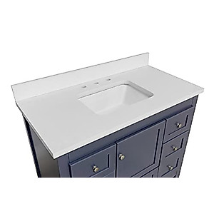 Abbey 42-inch Bathroom Vanity (Quartz/Marine Gray): Includes Marine Gray Cabinet with Stunning Quartz Countertop and White Ceramic Sink
