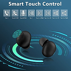 ELOVEN Wireless Earbuds Hi-Fi Stereo Sound Earphones Bluetooth Headphones for Sports Meeting in-Ear Earphones Noise Cancelling Comfort Fit Earphones with Mic Touch Control for iPhone Samsung Black