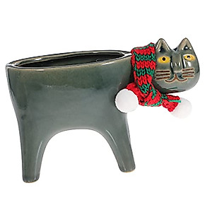 YARNOW with Other for Creative Porcelain Small Cactus Balcony Figures Garden Figurine Green Office Vase Collective Bonsai Planter Center Decorative Holder Shaped Kitten Supplies Cat Gift