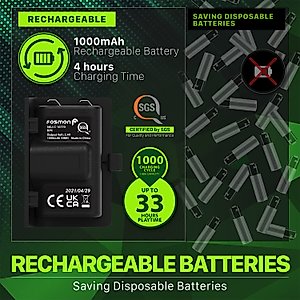 Fosmon Rechargeable Battery Pack Compatible with Xbox Series X/S Controllers (Not for Xbox One / 360) Controller (2 Pack), Works with Fosmon Charging Dock C-10765/C-10769/C-10773/C-10774 - Black