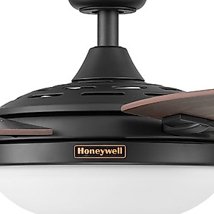 Honeywell Ceiling Fans Carmel, 48 Inch Contemporary Indoor LED Ceiling Fan with Light, Remote Control, Dual Mounting Options, Dual Finish Blades, Reversible Motor - 50197-01 (Bronze)