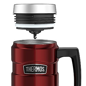 THERMOS Stainless King Vacuum-Insulated Travel Mug, 16 Ounce, Cranberry
