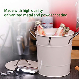 Home by Jackie Inc T586 Cream 4L Metal Double Walled Ice Bucket Set with Lid and Scoop