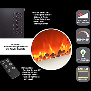 31-Inch Electric Fireplace - Front Vent, Wall Mounted, 13 Backlight Colors, Adjustable Heat and Remote Control by Lavish Home (Silver)