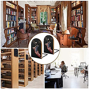 American Flag Eagle Wood Bookends Book Stand Book Ends Non Skid Book Holder for Home Office School Study（Logs）