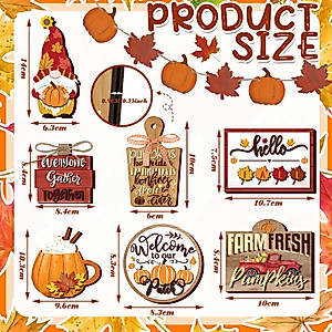 Set of 15 Fall Tiered Tray Decor Pumpkins Farmhouse Decor Autumn Maple Leaf Table Centerpieces Thanksgiving Harvest Wood Blocks Signs for Home Decor(Bright Style)