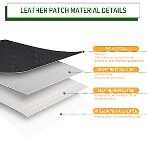 Leather Repair Patch 17X79 inch Large Self-Adhesive Leather Repair Tape, Reupholster Leather Patches for Furniture Couch Chairs Car Seat (Black, 17x79 inch)