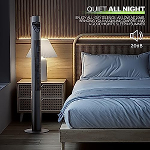 Magshion 47 Inch 3 Speeds Oscillating Quite Tower Fan with Remote Control for Indoor Home Bedroom (Gray)