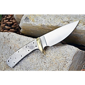Whole Earth Supply (Set of 2) CUSTOM BLANK Knives Knife Blade Drop Point 6 1/2in w/Brass Guard Bolster BL013