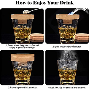 Cocktail Smoker Kit, Old Fashioned Smoker Kit, Bourbon Whiskey Smoker Infuser Kit with 4PCS Wood Chips - Gifts for Fathers Day, Lover, Men, Friends