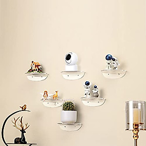 Small Shelf, 6 Set Small Floating Shelves for Wall, Clear Acrylic Shelves for Living Room, Security Cameras, Baby Monitor, Speakers Storage & Decoration, Universal Mini Shelf(5.5in, Clear)