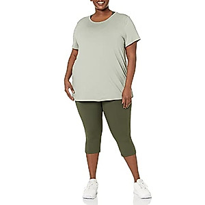 Amazon Essentials Women's Active Sculpt Workout Athleisure High Rise Capri Leggings (Available in Plus Size), Olive, XX-Large