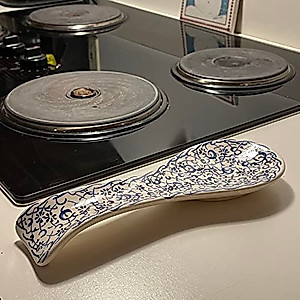 Hand Painted Ceramic Spoon Rest with Floral Motifs