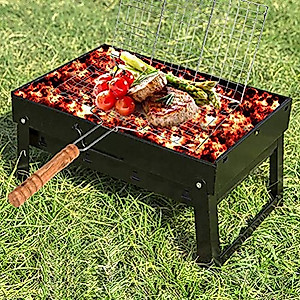 Odowalker Barbeque Basket, Portable BBQ Grilling Basket with Long Handle, Grilling Basket Stainless Steel for Fish Vegetables Steak Shrimp Chops Outdoor Grill Tool