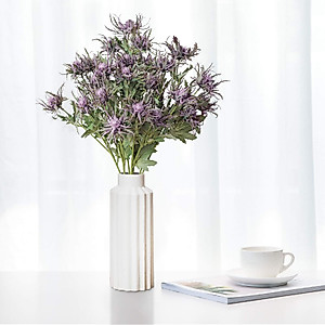 MINYULUA Artificial Thistle Flowers Purple Eryngium Flowers 8 Long Stems Faux Thistles Bunch Fake Plant Spray Eryngo | Sea Holly for Wedding Bouquet Centerpiece Home Kitchen Office Garden Decor