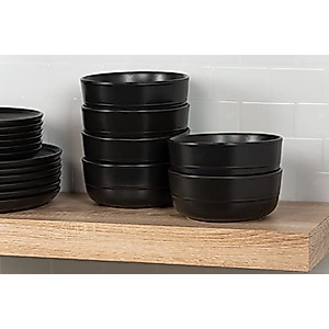 Double Line 6.25"/24 oz Cereal Bowl, Set of 6, Matte Black