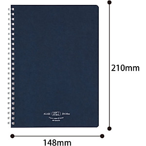 Kokuyo D Shaped Soft Ring Notebook, 7mm Rule, 25 Lines, 80 Sheets, A5, Natural Style, Set of Black, Beige, Navy, Japan Import (SU-SV638A)