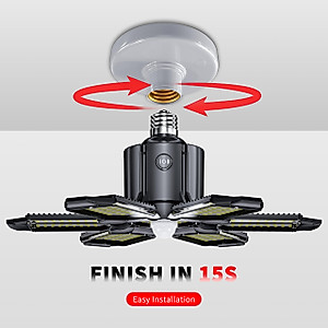 Craftersmark Motion Sensor Garage Light, 20000LM 200W Garage Lights Ceiling Led Motion Activated,Motion Light Indoor with Dusk to Dawn, E26/E27 Screw in Shop Light for Basement Barn Attic Warehouse