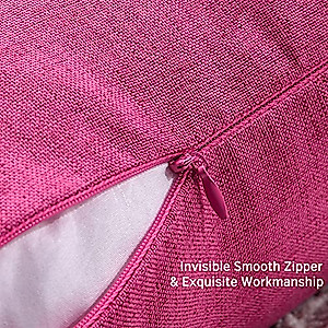 OTOSTAR Pack of 2 Outdoor Waterproof Throw Pillow Covers 18x18 Inch Garden Decorative Pillow Covers Square Outdoor Pillowcases Patio Cushion Case Pillows for Couch Tent Sofa Balcony Decor (Hot Pink)