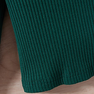 fhutpw Toddler Boy Fall Clothes 2T 3T 4T 5T Outfits Winter Long Sleeve Knitted Cotton Tops & Pants Sets Solid Color (A-Green, 2-3T)