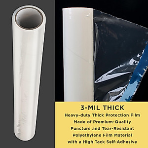 Dura-Gold Carpet Protection Film, 24-inch x 50' Roll - Clear Self Adhesive Temporary Carpet Protective Covering Tape - Protect Against Foot Traffic, Paint Spills, Dust, Construction Debris, Moving