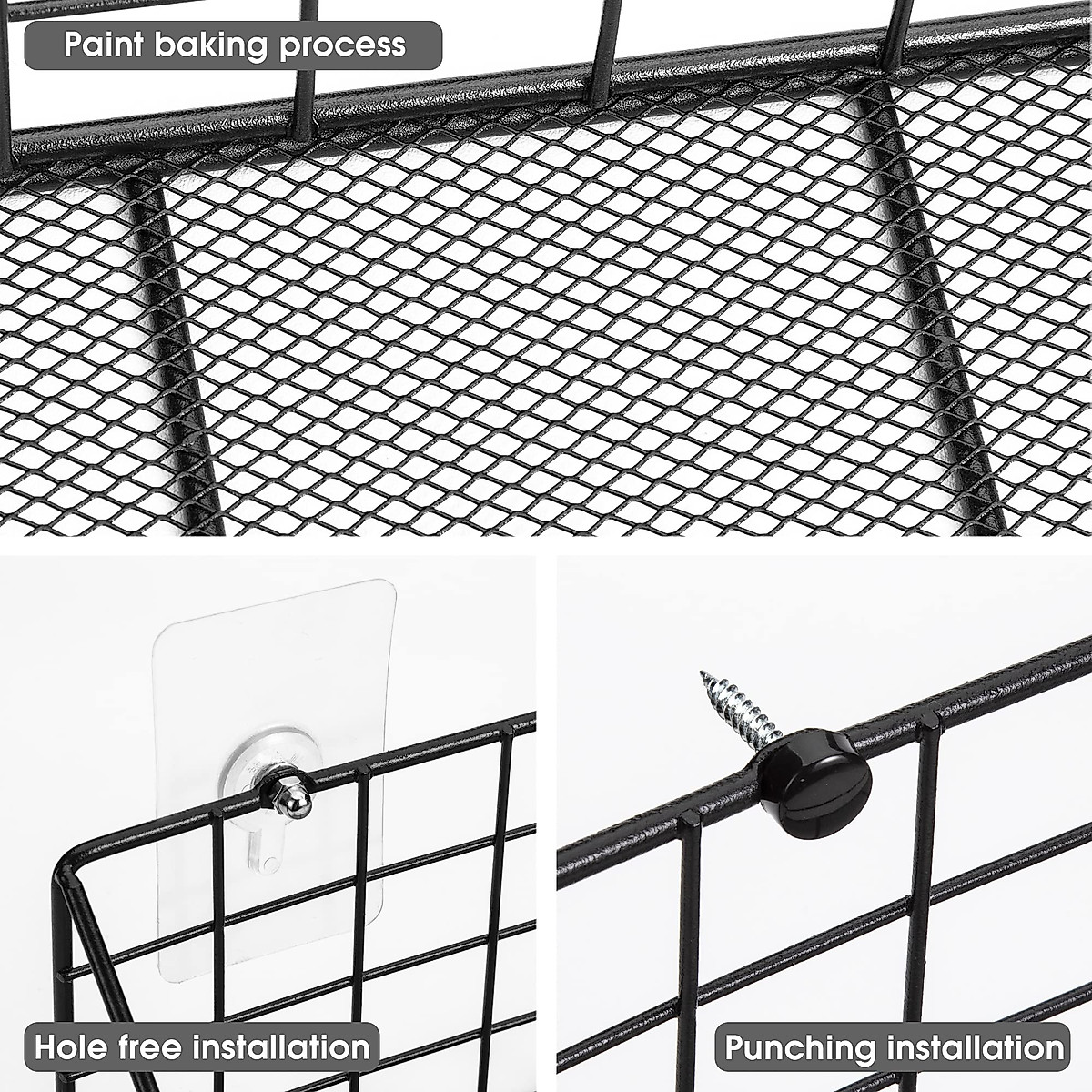 ROFAY Floating Shelves Set of 3, Wall Mounted Storage Rack Shelves for Bedroom, Living Room, Bathroom, Kitchen, Office and More - Carbonized Black