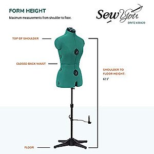 Dritz Sew You Adjustable Dress Form, Small, Opal Green