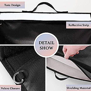 Extra Large Faraday Bags with Handle, 16'' X 19'' Faraday Cage with Reflective Strip, Waterproof & Fireproof Faraday Key Fob Protector, Anti-Theft Faraday Bag for Laptop, RFID Signal Jammer Blocker