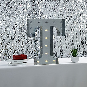 TABLECLOTHSFACTORY 2 FT | Vintage Metal Marquee Letter Lights Cordless With 16 Warm White LED - T