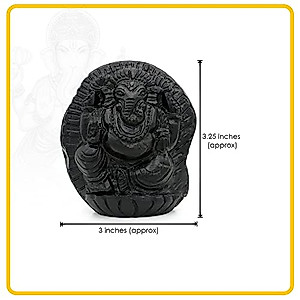 Vedic Vaani Natural Gandaki River Stone Vakratunda Ganesh Shaligram Statue (1 Pc)