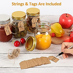 Jaisie.W Mason Jars 16 oz 12Pack with 6 Extra Lids, Glass Pint Canning Jars 16 oz - 16oz mason jars with silver lids and extra 6 gold lids for Canning/Preserving/Meal Prep