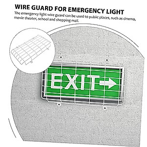 GAROZATION Exit Light Signal Signs Outdoor Emergency The Wire Exit Sign Damage Stopper Wire Exit Sign Cage Wire Guard Exit Sign Protective Cover Guards Protector Wall Gaurd Fixture White Iron