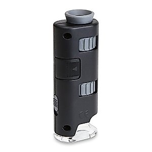 Carson 60x-75x MicroMax LED Lighted Pocket Microscope (MM-200) & MicroFlip 100x-250x LED and UV Lighted Pocket Microscope with Flip Down Slide Base and Smartphone Digiscoping Clip (MP-250)