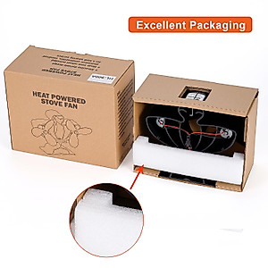 Wood Stove Fan,Double Head 6 Blade Fireplace Fan,Slient Heat Powered Stove Fan for for Gas/Pellet/Wood Burning Stove,200CFM Ecofan Komin Log Wood Burner Fan Stove Accessories Non Electric