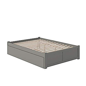 AFI Concord Queen Platform Bed with Footboard and Twin Extra Long Trundle in Grey
