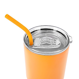 makerflo 30 oz Orange Powder Coated Tumbler Pack of 1 with Upgrad Handle Option, Includes a Sliding Splash & Leak Proof Lid, Ideal for Craft, Personalization (Laser Engraving, UV DTF, Epoxy, Vinyl)