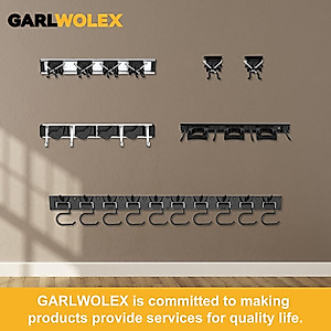 GARLWOLEX Mop and Broom Holder Wall Mount 2 Pack - X-Shaped Mop Hooks with 1 Rack & 3 Mini Hooks, Wall Mounted Holder for Broom, Mop, Laundry Room, Garage Organization, Easy to Install