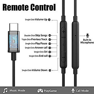 ADPROTECH USB C Headphones, Type C Earbuds Magnetic Wired Earphones with Microphone and Volume Control Compatible with Google Pixel Xiaomi Samsung Oneplus Sony MacBook Black