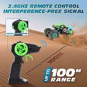 Holyton Remote Control Cars, 1:12 Large Scale Dinosaur Monster RC Trucks, 4WD Liftable Chassis Off Road Rock Crawler for Kids, 2 Batteries for 60+ Minutes Play, RC Car Toys Gift for Boy & Girls