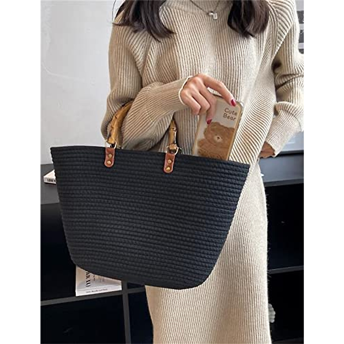 Straw Tote Bag for Women Woven Hobo Handbag Shoulder Bag Satchel Fashion Beach Bag Large Top Handle Bag Purse Summer 2023