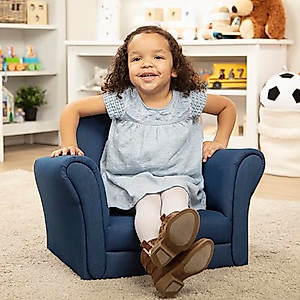 Melissa & Doug Denim Fabric Child’s Armchair (Kid’s Furniture, 23”L x 17.5”W x 18.3”H) - Children's Furniture, Child's Reading Chair, Chairs For Toddlers, Oversized Kid's Armchair