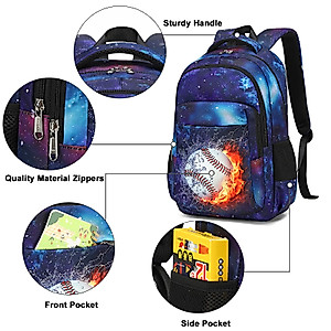 LEDAOU School Backpack Teen Boys Kids Bookbag Daypack School Bag (Baseball)