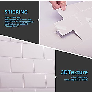 Art3d 10-Sheet Peel and Stick Tile Backsplash - 12"x12" Premium Kitchen Backsplash Peel and Stick Tile, White