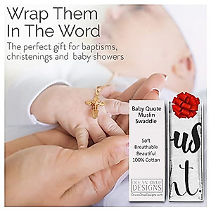 Ocean Drop 100% Cotton Muslin Swaddle Baby Blanket – ‘Child of God’ Quote with Gift Box for Baptism, Christening Gift, Godson, Goddaughter, Baby Shower – Super Soft, Breathable, Large 47 x47”