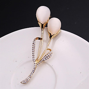 Guoshang Women Rose Gold Opal Calla Lily Brooch Pin Flower Opal Lapel Pin for Coats Jackets Sweaters Accessories,Gold,1 Pc