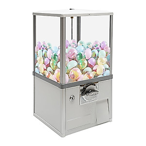 Gdrasuya10 Vending Machine, Gumball Dispenser Machine Huge Load Capacity Gumball Bank High Security Toy Vending Machine for 1.77-1.97in Gumballs/Toys, 25 Cents Coin (White)