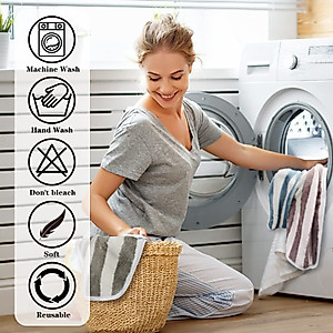 SUNLAND Microfiber Face Makeup Remover Cloths Reusable Facial Cleaning Towel Ultra Soft Washcloths 8inchx16inch，Grey Stripes 4 Pack