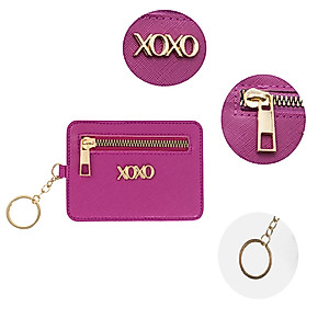 XOXO Women’s Wallet Mini Mgenta Saffiano Leather Key Card Id Coin Case, XW321348G-42-A11